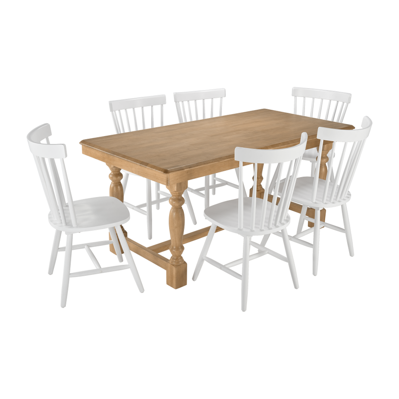 Bush Home Sterling 67W Squire Trestle Dining Table with 6 High Back ...