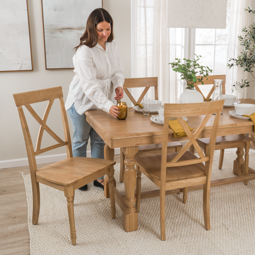 Bush Home Sterling 67W Squire Trestle Dining Table with 6 Cross Back ...