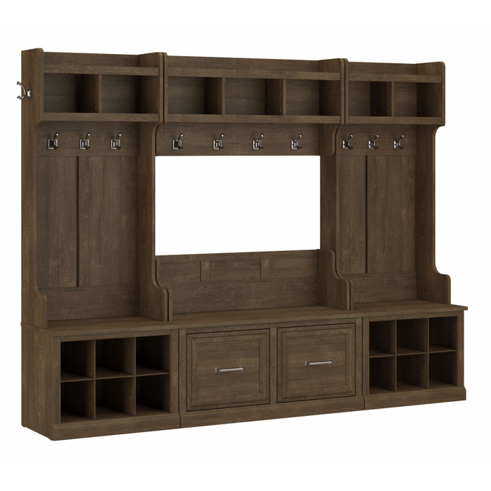 Bush Home Woodland Full Entryway Storage Set with Coat Rack and Shoe ...