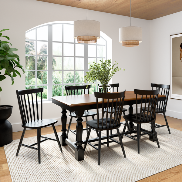 Bush Home Sterling 67W Squire Trestle Dining Table with 6 High Back ...