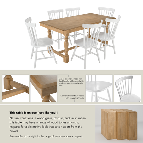Bush Home Sterling 67W Squire Trestle Dining Table with 6 High Back ...
