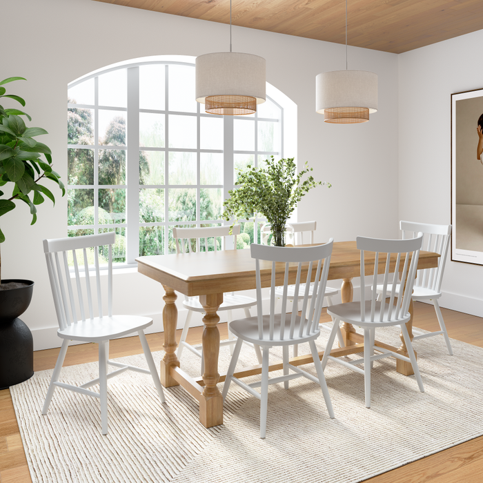 Bush Home Sterling 67W Squire Trestle Dining Table with 6 High Back ...