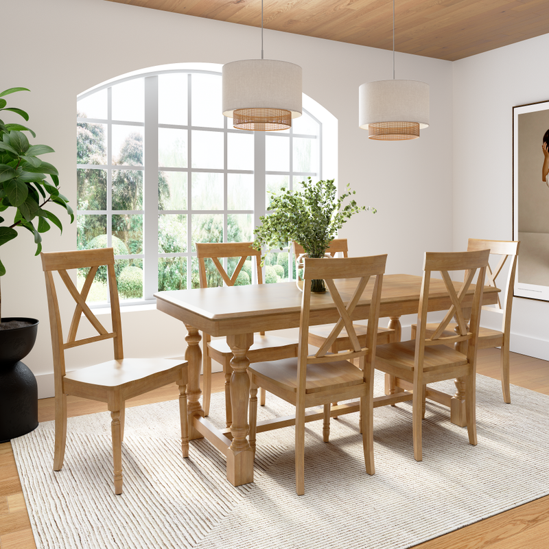 Bush Home Sterling 67W Squire Trestle Dining Table with 6 Cross Back ...