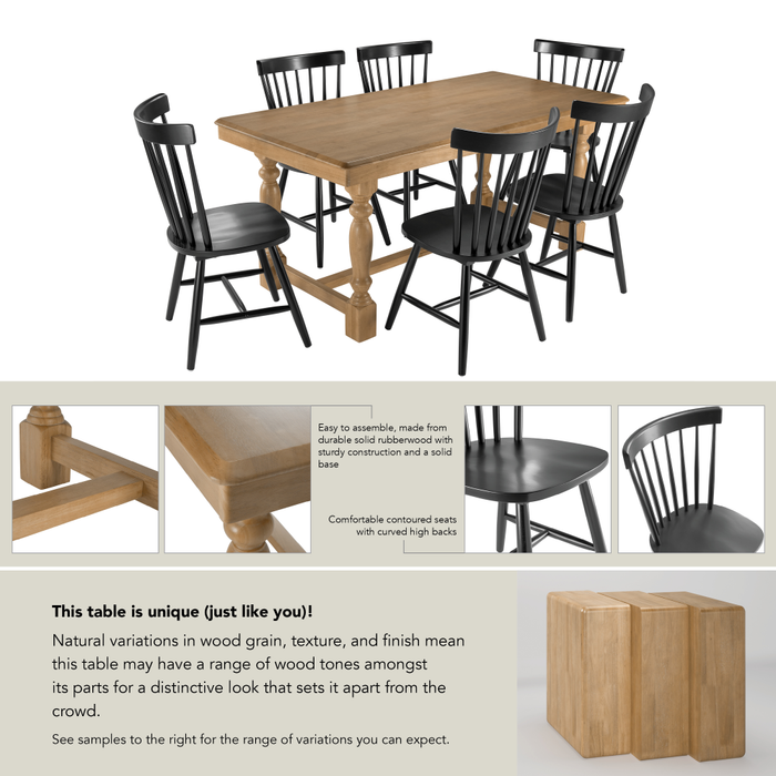 Bush Home Sterling 67W Squire Trestle Dining Table with 6 High Back ...