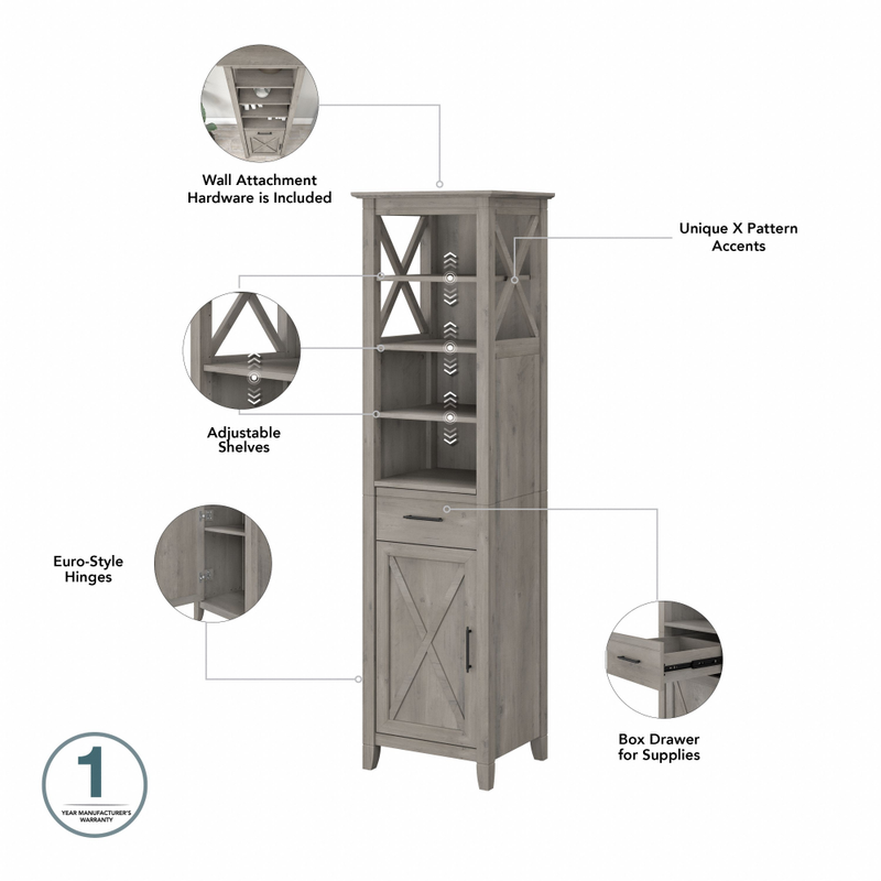 Bush Home Key West Tall Bathroom Storage Cabinet