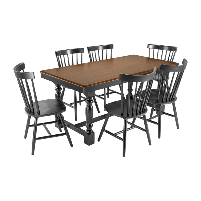 Bush Home Sterling 67W Squire Trestle Dining Table with 6 High Back ...