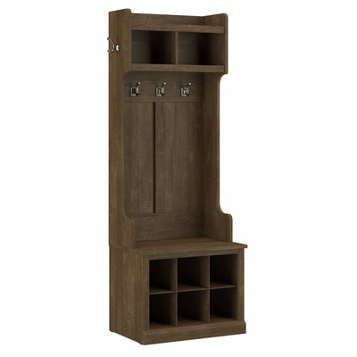 Bush Home Woodland 24W Hall Tree and Small Shoe Bench with Shelves