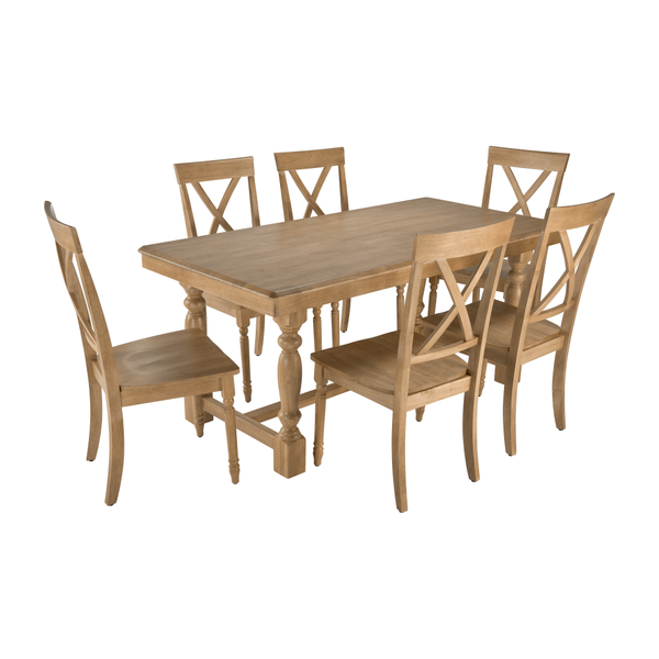 Bush Home Sterling 67W Squire Trestle Dining Table with 6 Cross Back ...