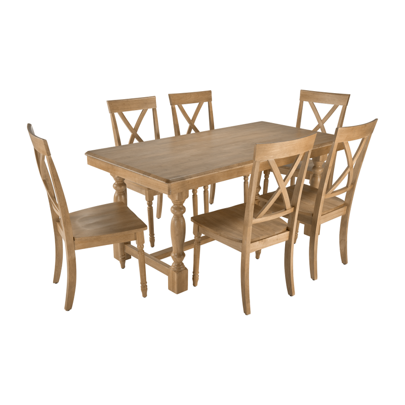Bush Home Sterling 67W Squire Trestle Dining Table with 6 Cross Back ...