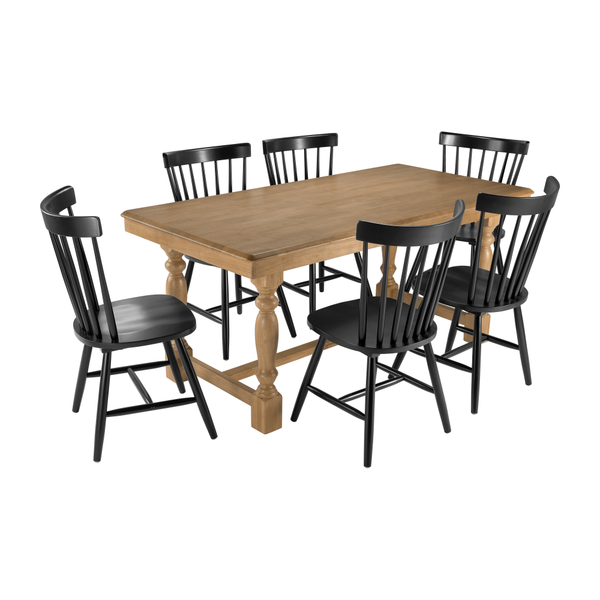 Bush Home Sterling 67W Squire Trestle Dining Table with 6 High Back ...