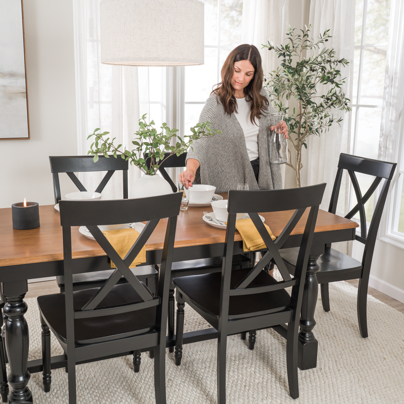 Bush Home Sterling 67W Squire Trestle Dining Table with 6 Cross Back ...