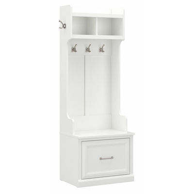 Bush Home Woodland 24W Hall Tree and Small Shoe Bench with Drawer