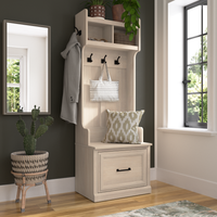Bush Home Woodland 24W Hall Tree and Small Shoe Bench with Drawer